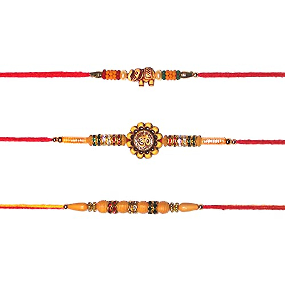 Sharvil Set 3 of Rakhi for Brother Bhaiya Bhabhi Raksha Bhandhan Rakhi Thread Bracelet Cotton Thread multi design