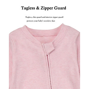 Aablexema Baby Footie Pajamas with Mittens - 3Pcs Infant Footed Sleeper Cotton Sleepwear Outfits(Grey Khaki/Dot/Pink, 9-12M)