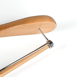 Luxury Wide Shoulder Wooden Hangers 2 Pack, with Locking Bar, Smooth Natural Finish Wood Suit Hanger Coat Hanger for Closet, Holds Upto 20lbs, 360° Swivel Hook, for Jacket, Dress Heavy Clothes Hangers