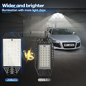 XINGHUANLIT Garage Lighting 2 Pack - 200W 20000LM LED Garage Lights 6500K with 6+1 Adjustable Panel, Screw in E26/E27 Bulb Socket LED Shop Lights, Ceiling Lights for Garage Workshop Lighting