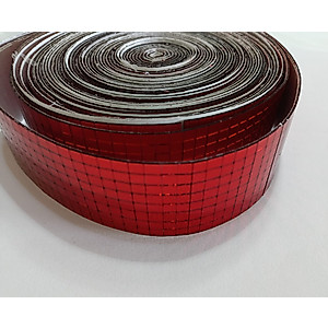 1570pcs Self-Adhesive Mosaic Tiles,Red Glass Mirror Wall Sticker for Christmas,Halloween Festival &Party Home DIY Decoration and Crafts Accessory (Red Mirror, 1 Meter)