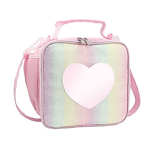 Girls Backpack, Kids Backpack for Girls with Lunch Box Girls Rainbow Unicorn Backpack Sequin Glitter School Backpack Preschool Kindergarten Elementary School Bag for 4- 8 Years Old Girl