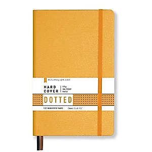 Minimalism Art, Premium Hard Cover Notebook Journal, Classic 5" x 8.3", 122 Numbered Pages, Gusseted Pocket, Ribbon Bookmark, Extra Thick Ink-Proof Paper 120gsm, San Francisco (Dotted, Amber Yellow)