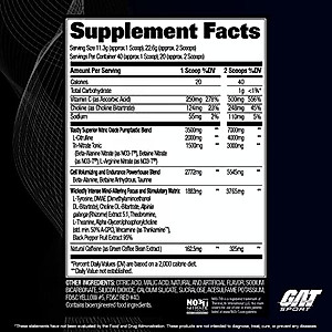 GAT Sport Nitraflex Black, Extreme Pre-Training Formula, 40 Servings (Strawberry Kiwi)