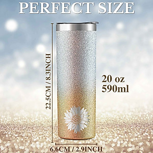 Onebttl Sunflower Gifts for Sunflower Lovers, 20oz Insulated Stainless Steel Tumblers with Lids and Straws, Best Sunflower Gifts for Best Friend, Christmas, Birthday