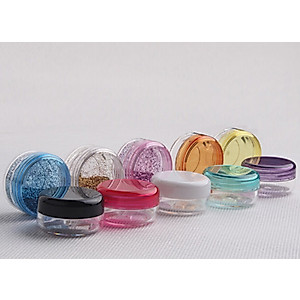 yueton?10 Empty Clear Boday Multi Color Top Lid Plastic Sample Containers 5 Gram Size Cosmetic Containers Pot Jars Eyshadow Container Lot