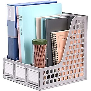 Leven Vertical Desk Organizer, Magazine File Holder with 3 Large compartments, Desktop Accessories for Home and Office Storage