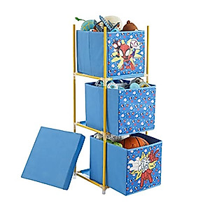 Idea Nuova Marvel Spidey and His Amazing Friends 3 Tier Fabric Storage Organizer with 3 Cubes and Removable Lid