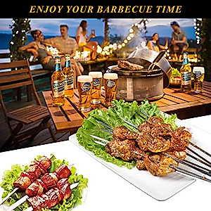 Kabob Skewers, AIMEIKI 50PCS Flat Metal BBQ Barbecue Skewer 14.8 Inch Long Stainless Steel Shish Kebob Sticks Wide Reusable Grilling Skewers Set for Meat Shrimp Chicken Vegetable Outdoor Cooking