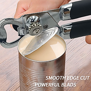 Safring Can Opener Manual, Handheld Strong Heavy Duty Stainless Steel Can Opener, Comfortable Handle, Sharp Blade Smooth Edge, Can Openers with Multifunctional Bottle Opener