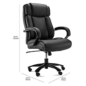 Amazon Basics Big & Tall Adjustable Executive Office Chair - 500-Pound Capacity, Black Faux Leather
