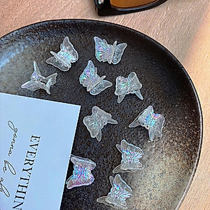 Paderison 10Pcs Mini Butterfly Hair Clips Small Hair Clips for Girls Colorful Side Bangs Clips Braided Sweet Barrettes for Kid Tiny Cute Metal Claw Clips Hair Accessories for Women(White)