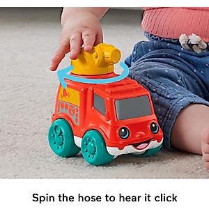 Fisher-Price Baby Toy Chime & Ride Fire Truck Push-Along Vehicle with Fine Motor Activities for Infants Ages 6+ Months