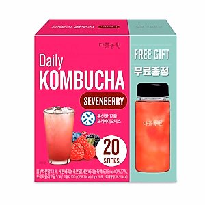 Garden Kombucha Tea, Powder 5g x 20 Sachets (100g/3.52oz) Probiotics, Prebiotics, Sugar Free, Diet Tea, Healthy Drink with Bottle (FREE BOTTLE SHAKER) (SevenBerry)