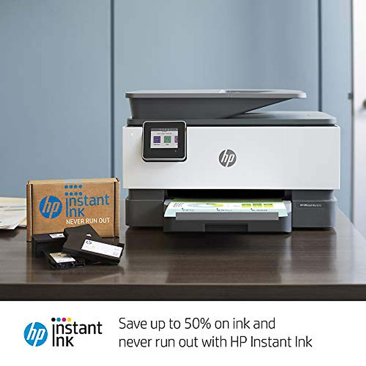 HP OfficeJet Pro 9015 All-in-One Wireless Color Printer, with Smart Home Office Productivity, HP Instant Ink, Works with Alexa (1KR42A)