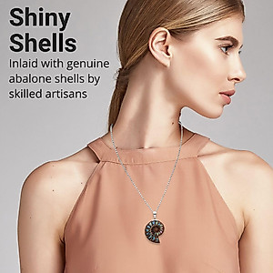 Shop LC Ammonite Pendant in 925 Sterling Silver - Genuine Handmade Abalone Shell in Ammonite Fossil Boho Jewelry Birthday Gifts for Women - Natural Bali Conch Pendants for Necklaces