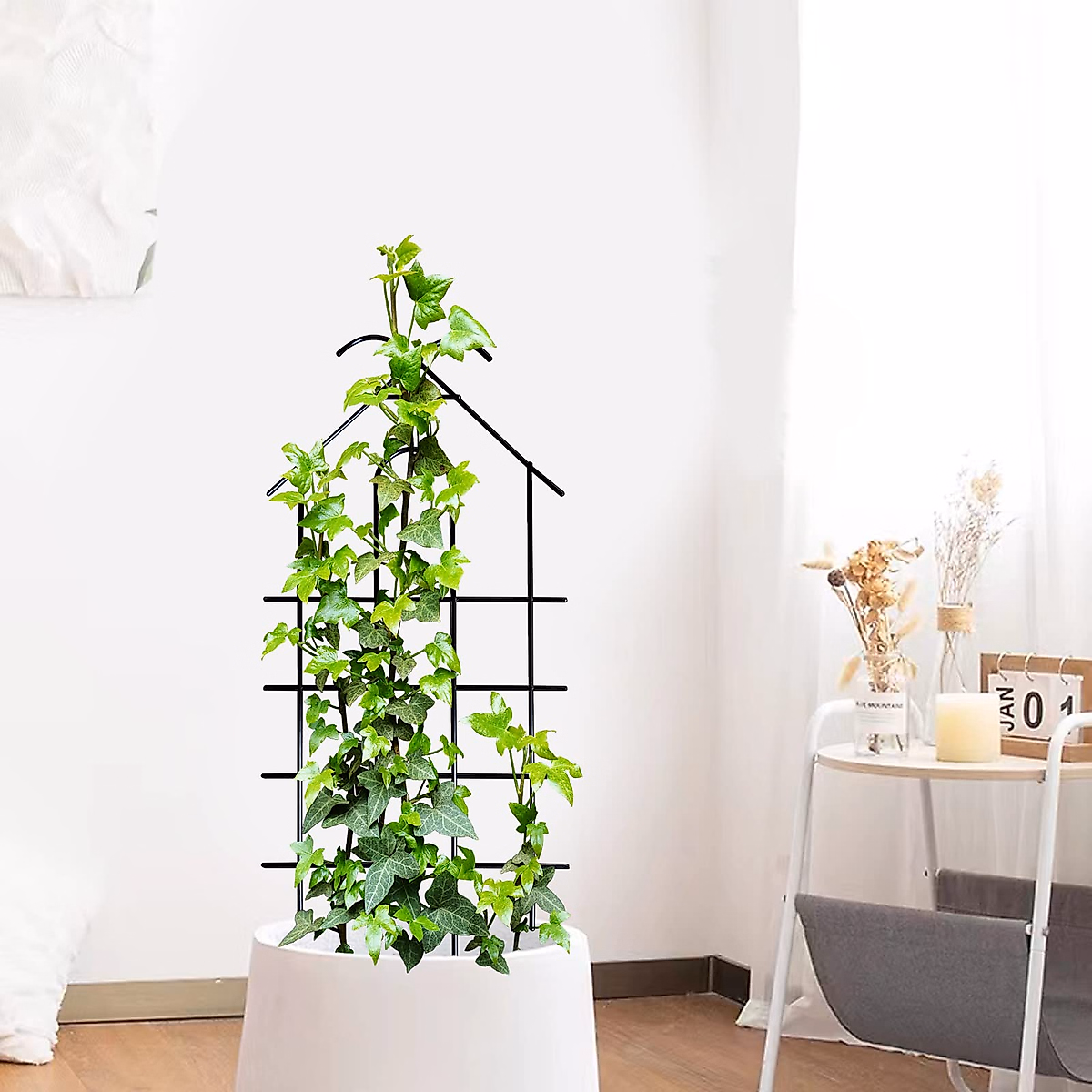 ARIFARO 24'' Metal Garden Trellis for Climbing Plants, Indoor/Outdoor Sturdy Plant Trellis for Potted Plants,House Plants, Climbing Vines, Pack of 4, Black