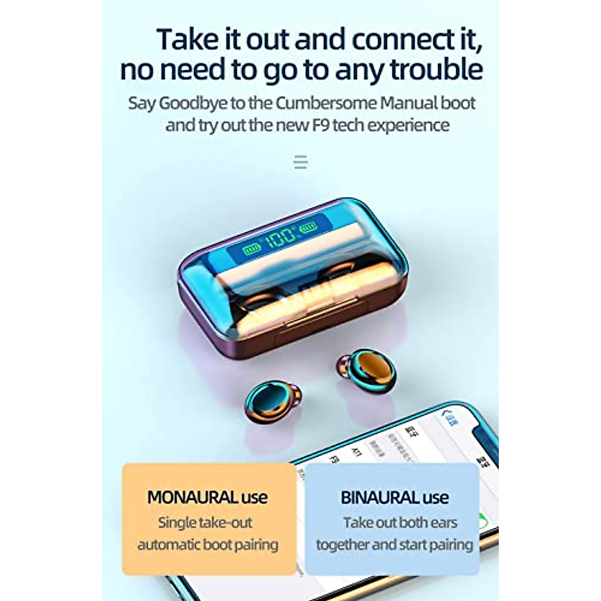 F9-5C Wireless Earphone 9D HiFi Stereo Headset Waterproof Game in-Ear Headphones LED Display BT 5.0 Earbuds F9-5C