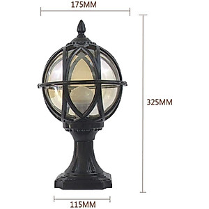 MODEBHD IP65 Waterproof Outdoor Spherical Column Head Lamp Vintage Retro Fence Garden Landscape Spotlight Lantern E27 Aluminum Villa Wall Terrace Courtyard Lighting Post Lights
