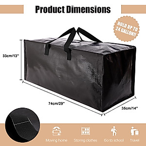 NATURELUX Heavy Duty Moving Bags with Backpack Straps and Strong Handles, Alternative to Moving Boxes and Storage Totes for Dorm Room Essentials, 6 Pack, Black