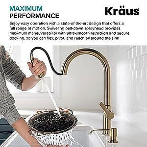 Kraus KPF-2820BB Oletto Single Handle Pull-Down Kitchen Faucet, 17 Inch, Brushed Brass