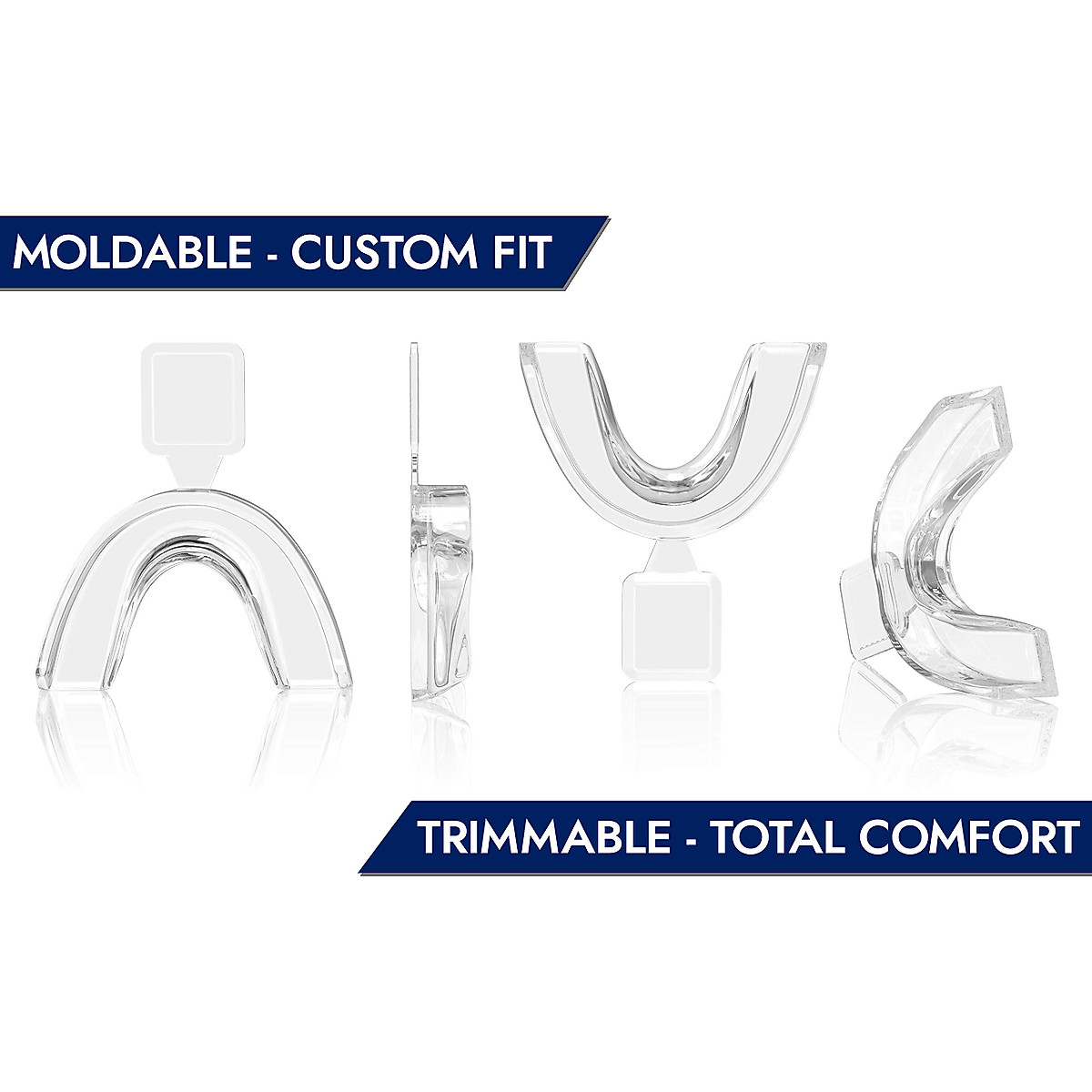 NovaWhite Teeth Whitening Trays - Moldable, Trimmable, Custom Fit, Comfortable, BPA FREE, Latex Free, Dental Grade Guard - (4) Mouth Trays, Hygienic Case – Easy to Mold, Mouth Tray for Tooth Whitening