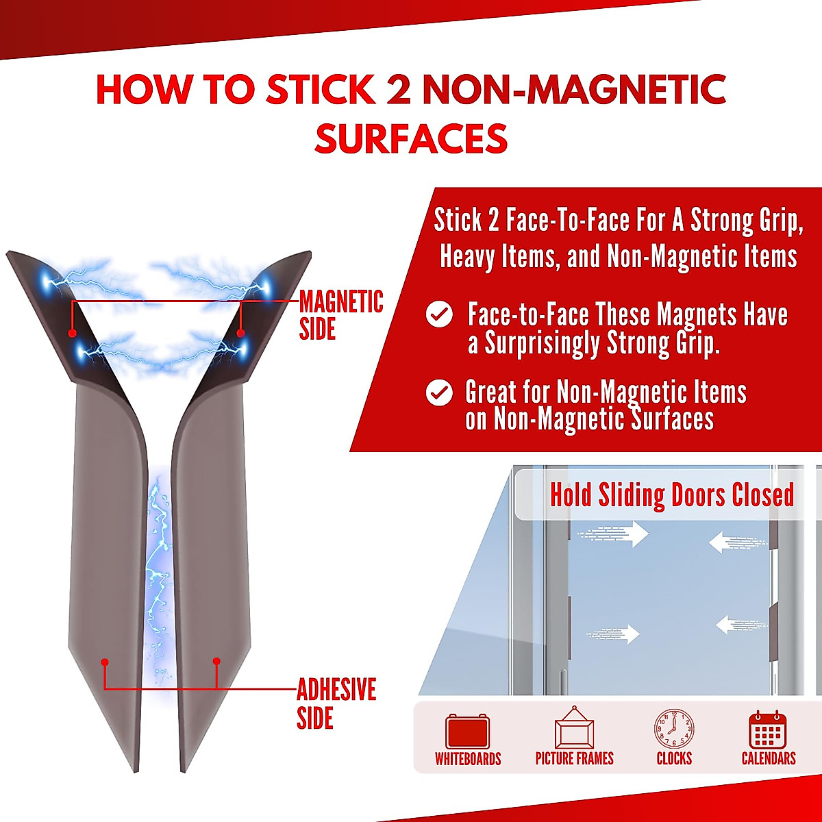 NextClimb - Flat Adhesive Magnetic Strips, Extra Strong Magnetic Strips with Adhesive Backing, Magnet Strips for Most Surfaces, Lightweight Flat Magnets (1 x 5.8 in, 3M Tape 5-Pack)