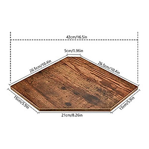 BCOZLUX Corner Shelf Wall Mount, Set of 2 Floating Corner Shelves, Wood Corner Hanging Shelf with Cable Hole for TV, Speaker WiFi Router, for Bathroom Bedroom Kitchen, Rustic Brown and Black