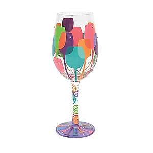 Enesco Designs by Lolita Squad Hand-Painted Artisan Wine Glass, 15 Ounce, Multicolor