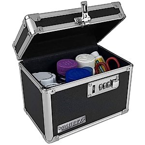 Vaultz Medicine Lock Box w/ Combination Lock - 5 x 7 x 5" Cabinet Safe, Black
