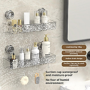 JENPECH Suction Cup Shower Caddy, Clear Wall Caddy Bathroom Shower Organizers and Storage, Corner Shower Caddy No Drilling for Kitchen Bathroom Hotel Wall Organizers Clear 1