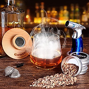 Cocktail Smoker Kit with Torch - Old Fashioned Smoker Kit for Drink Smoker, Bourbon/Whisky Smoker Kit,3 Different Wood Chips for Whiskey & Bourbon(Without Butane)