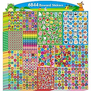 6844 PCS Incentive Stickers, 64 Sheets Round Encouragement Stickers, Animals Donuts Cupcakes Stars Hearts Motivational Teacher Classroom Reward Gifts Encourage Kids to Do Chores Go to The Toilet