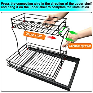 CD HOME Pull Out Cabinet Organizer, Under Sink Slide Out Storage Shelf with 2 Tier Sliding Wire Drawer,Least 13 Inch Cabinet Opening （White）