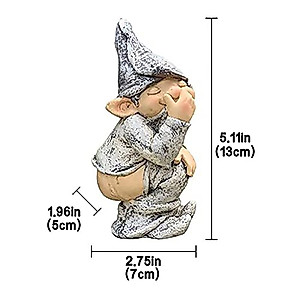 Pooping Garden Gnome Statue,Naughty Funny Outdoor Statue Resin Elf Garden Figures Figurines Lawn Decor,Dwarf Garden Sculptures and Statues Miniature Mold for Yard Art-Urinating dwarfs 5x7x13cm(2x2.7x5