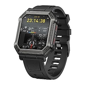 YOKIBY Military Smart Watch for Men 1.91" HD Tactical Sports Rugged Smartwatch(Answer/Make Call) IP68 Swimming Fitness Tracker Watch with Heart Rate Blood Pressure Sleep Monitor for iOS Android Phone