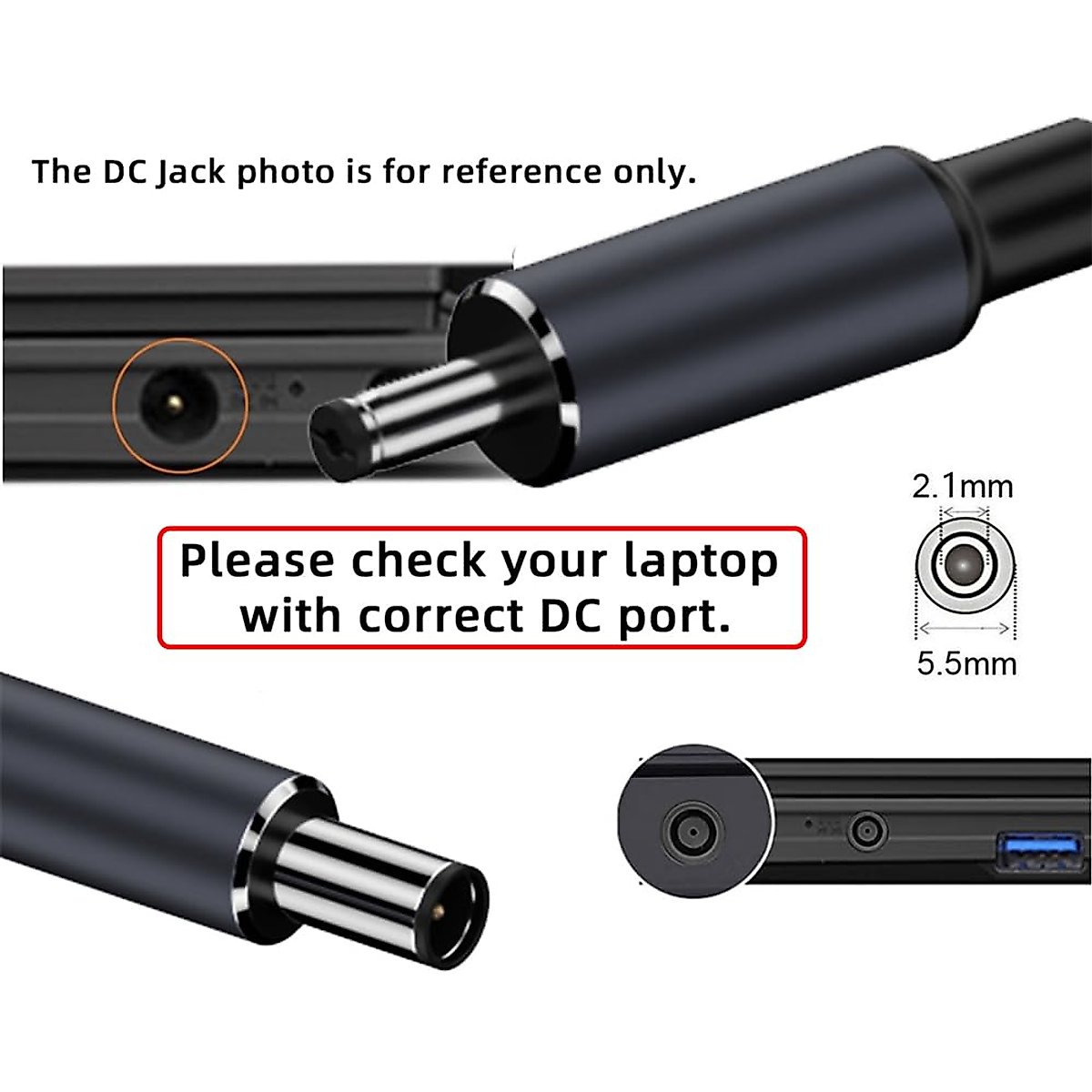 Cablecc USB-C Type C Input to DC 20V 5.5 * 2.1mm Output Power 100W 135W 140W 65W PD Charge Cable for Laptop