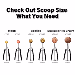 Cookie Scoop 4 Tbsp, TJ POP Professional Stainless Steel Ice Cream Scoop 60 mm, Soft Grips, Quick Trigger Release, 60 ml