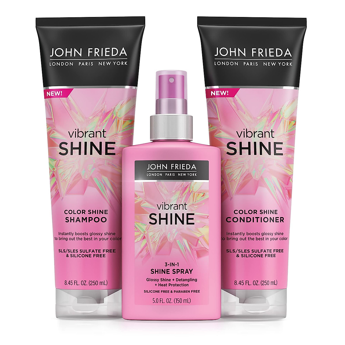 John Frieda Vibrant Shine, Shampoo, Hydrating Shampoo with Rosehip Oil for Glossy & Shiny Hair, Enhances Shine for Radiant, Glossy Hair Across All Shades, Styles, & Textures, 8.45 Oz