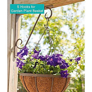 SHANDERBAR 10 Pcs S Hooks for Hanging Heavy Duty, 3.5 Inch Vinyl Coated Large S Hooks for Hanging Plants,Anti-Slip Black S Hooks for Closet, Bathroom,Kitchen and Garden