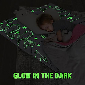 MeMoreCool Glow Dinosaur Foldable Floor Mattress for Kids, Trifold Nap Mat for Toddlers, Portable Daycare Sleeping Futon or Floor Bed, 57x22 Inch