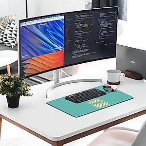 Mouse Pads Gold Pineapple on Teal Desk Mat Gaming Mousepad Non Slip Rubber Mouse Mat for Desk Keyboard, Wireless Mouse, Office Computer