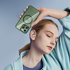 VEGO for iPhone 13 Pro Max Magnetic Case, Clear Hard PC Back Cover Shockproof Protective Slim Bumper Case with Built-in Strong Magnets for iPhone 13 Pro Max & iPhone 12 Pro Max 6.7"- Alpine Green