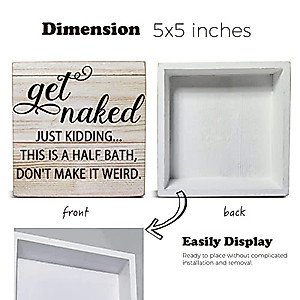 This is a Half Bath Wooden Box Sign Desk Decor Bathroom Quote Wood Box Sign for Home Bathroom Shelf Table Decoration 5 X 5 Inch