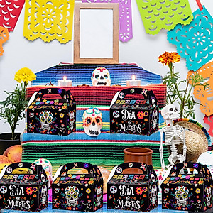 HOWAF Halloween Dia De Los Muertos Gift Boxes,12 pcs Day of The Dead Sugar Skull Treat Boxes for Dia De Los Muertos Mexican Themed Party Decoration Supplies