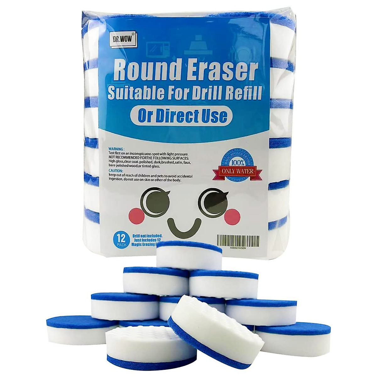 Dr.WOW Refill 12 Pack,Magic Cleaning Sponge High Density Melamine Scrubber Pads 4X Stronger Universal Cleaner for Bathtub Floor Furniture,Kitchen