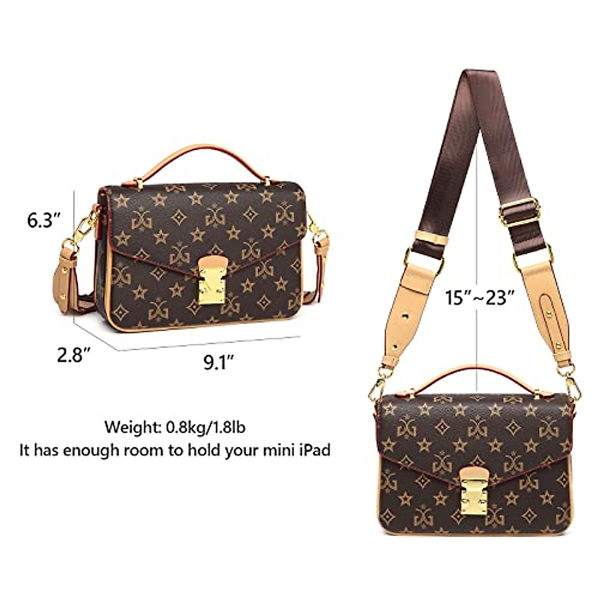 MESSGAIL Crossbody Bags for Women Classic Shoulder Handbags Ladies Clutch Purses with Wide Adjustable Strap