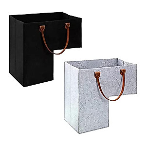 2Pieces Stair Organizer Basket Felt for Wooden Staircase, Black and Gray, as described