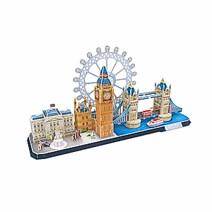 Revell London Skyline 3D Puzzles for Adults and Kids Ages 10 Years and up Arts Crafts Building - Tower Bridge, Big Ben, London Eye, Buckingham Palace - 107 Pieces