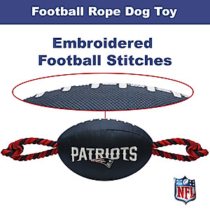 Pets First NFL New England Patriots Football Dog Toy, Tough Quality Nylon Materials, Strong Pull Ropes, Inner Squeaker, NFL Team Color